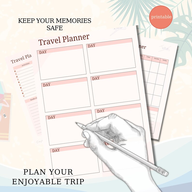 Vacation Travel Planner Weekly Travel Itinerary Saving - Etsy