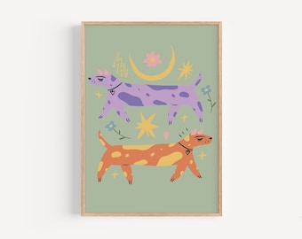 Retro Wall Decor Set, Digital Download Print, Wall Decor, Large ...