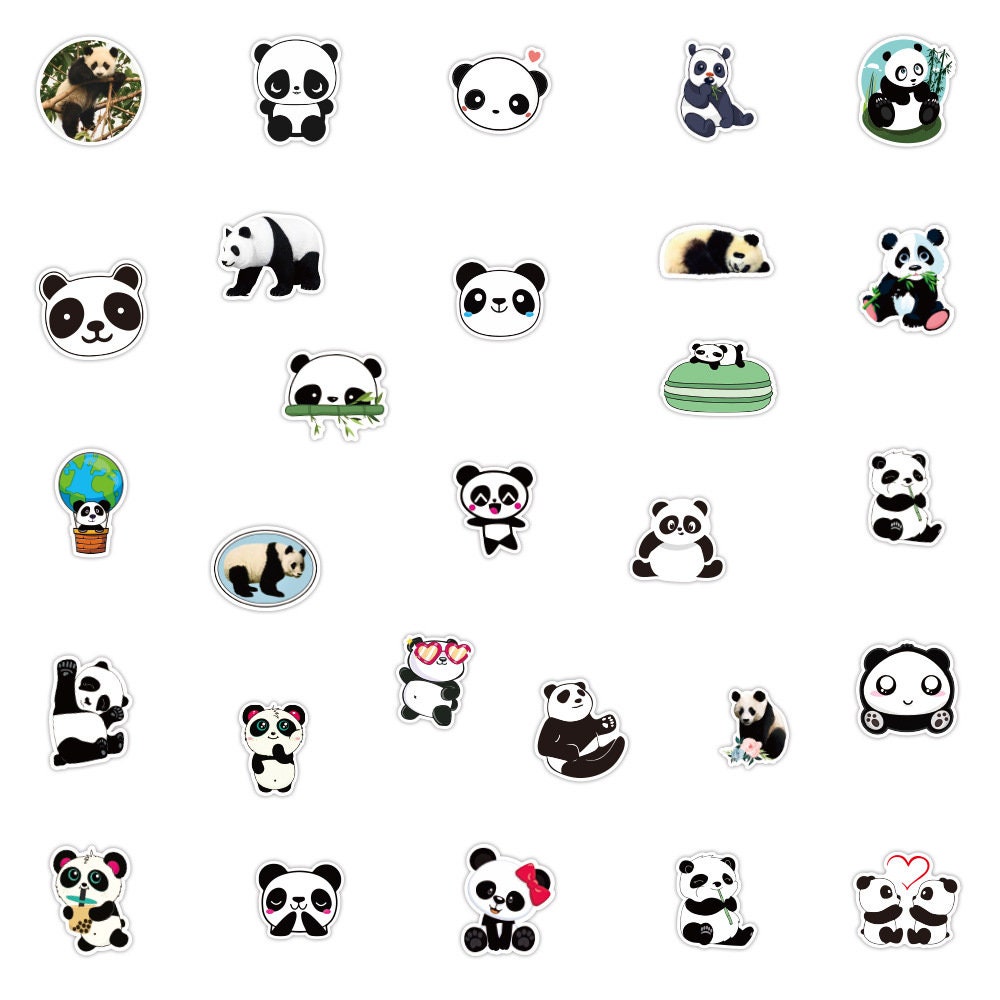 Panda Stickers Cute Animal Stickers Set of 100 SAME Day - Etsy