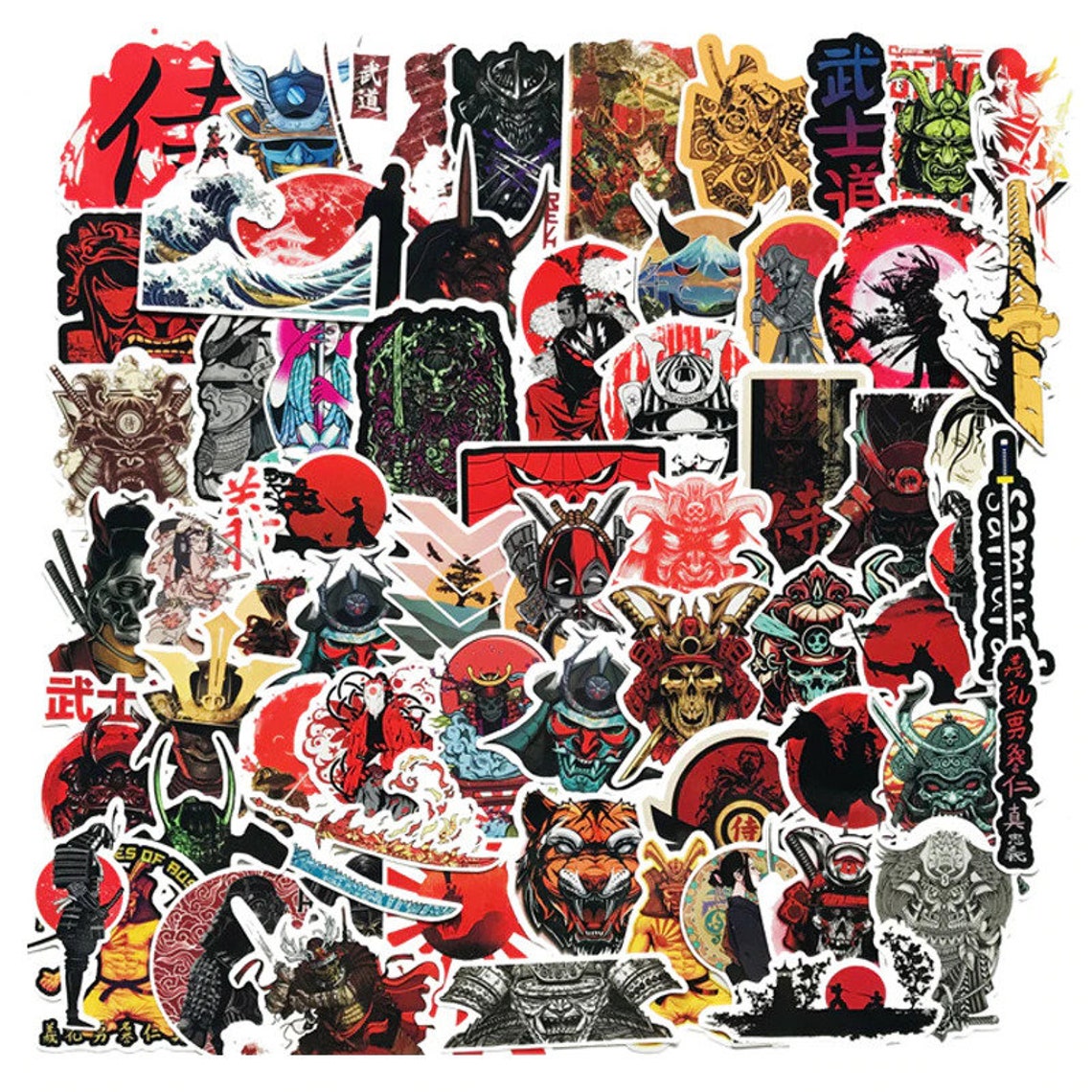 Japanese Samurai Stickers | Set of 50 Stickers | Geisha Stickers | SAME ...