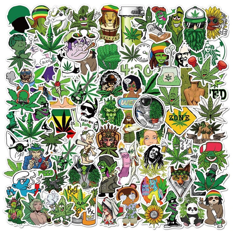 Weed Stickers MJ Stickers Set of 100 SAME Day SHIPPING - Etsy