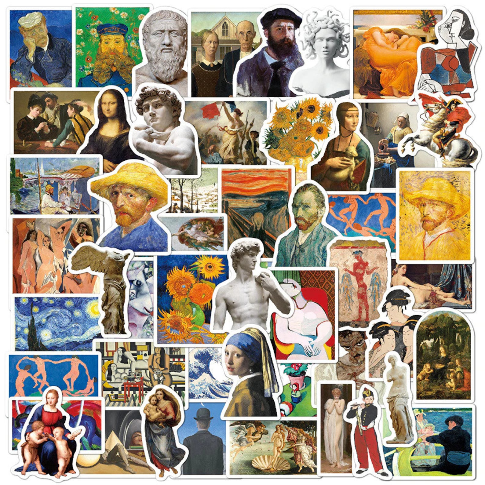 Art Stickers| Painting | Vincent Van Gogh Stickers | Set of 50 | SAME ...