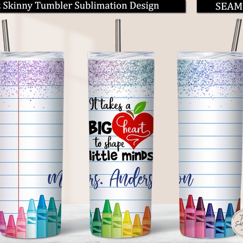 Rainbow Teacher 20oz Skinny Tumbler Design Big Heart to Teach - Etsy