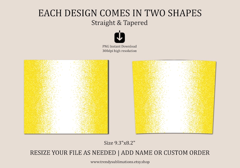 Yellow Glitter Border Tumbler PNG Bright Yellow Glitter 20 Oz - Etsy