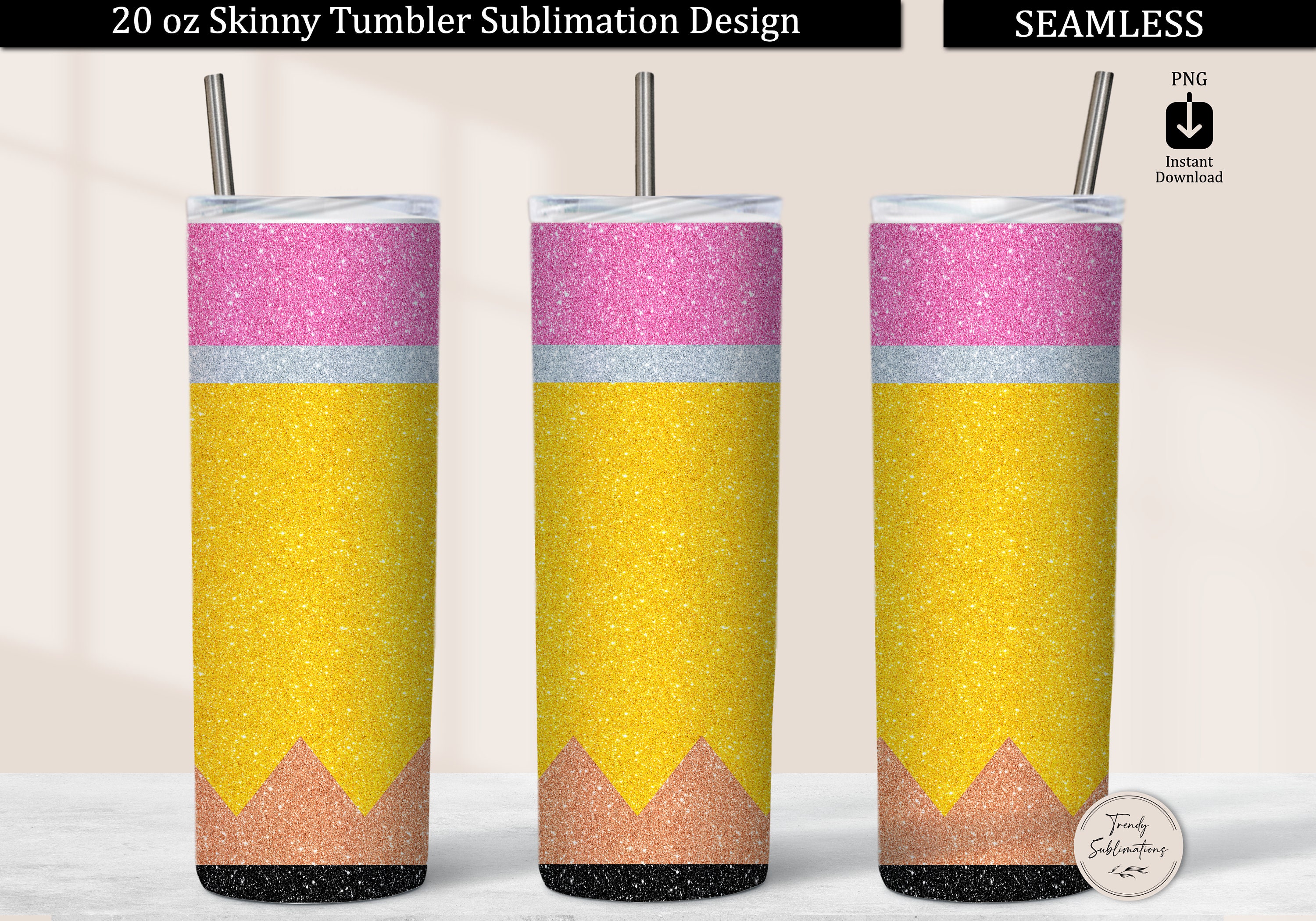 Glitter Pencil Tumbler PNG Teacher 20 Oz Skinny Tumbler - Etsy