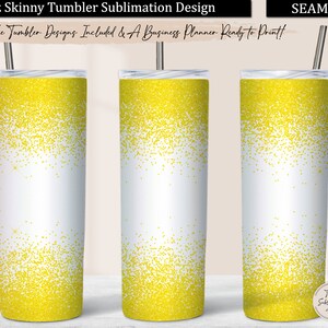 Yellow Glitter Border Tumbler Wrap, Bright Yellow Glitter 20 Oz Skinny ...