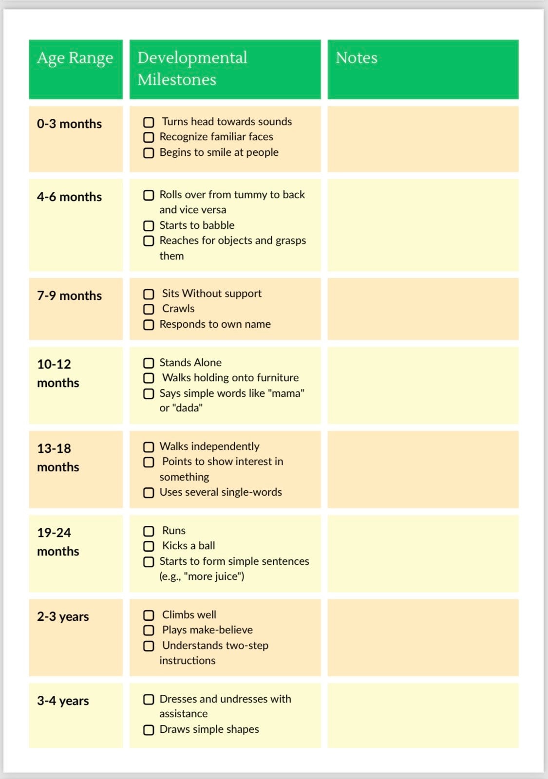Child Developmental Milestones Record - Track Your Child's Growth ...