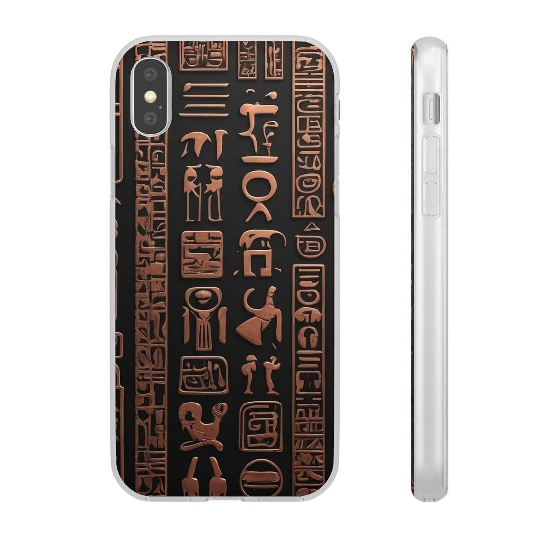 Metal Effect ,hieroglyphs Flexi Case, Egyptian Style Phone Cover ...