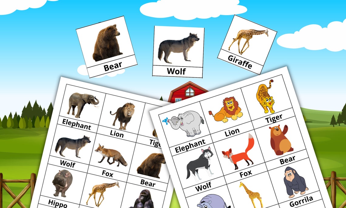 Wild Animals Flashcards Jungle Flashcards Montessori - Etsy