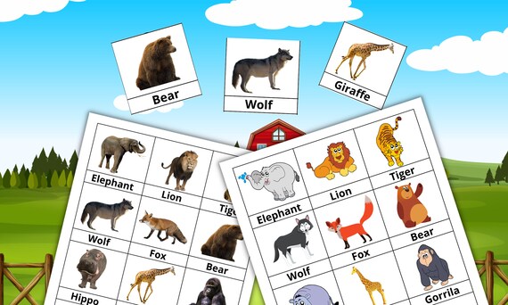 Wild Animals Flashcards Jungle Flashcards Montessori - Etsy