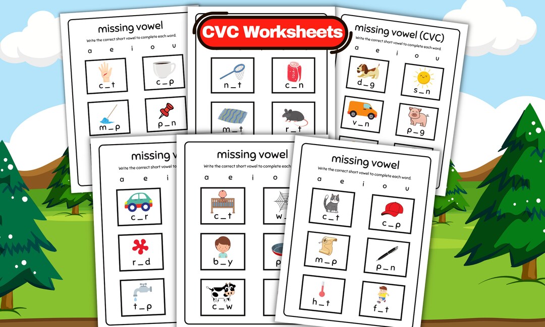 CVC Worksheets CVC Words Missing vowels printable cvc words list for ...
