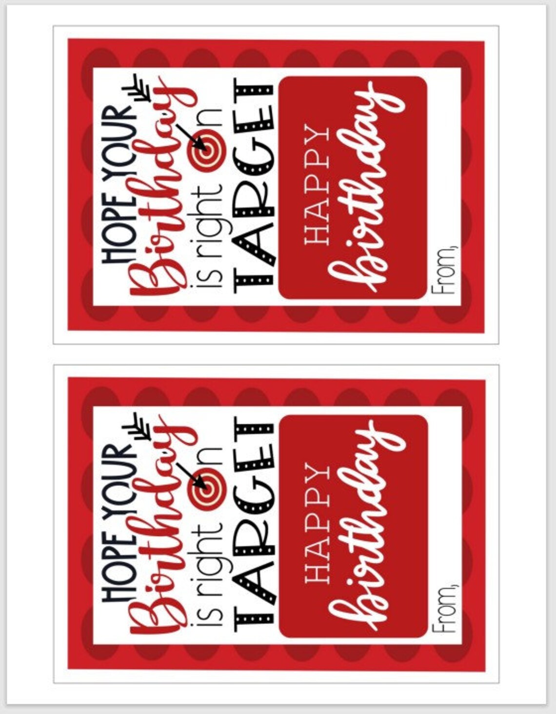 Cute Target With Arrow Birthday Gift Card Tag - Happy Birthday! - Great ...