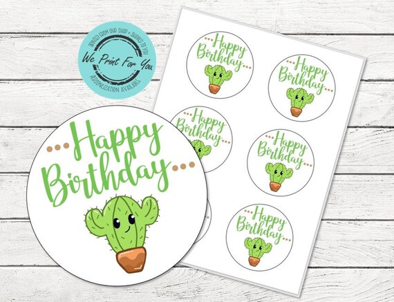 Cute Cactus Happy Birthday Stickers Back to School Cactus - Etsy