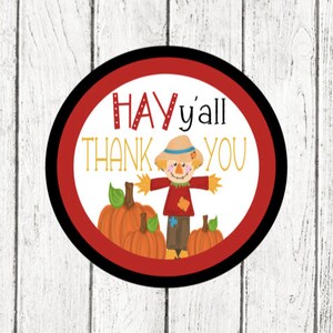 Cute Scarecrow Thank You Stickers Happy Fall Ya'll Great for Envelopes ...