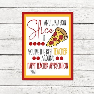 Cute Pizza Teacher Appreciation Gift Tag Great Way to Celebrate All the ...