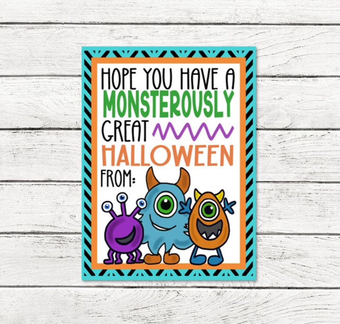 Cute Halloween Monster Gift Tag - Happy Halloween! - Great for Treat ...