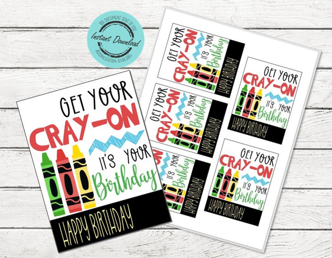 Cute Crayon Happy Birthday Tag - Back to School Crayon Theme - Get Your ...