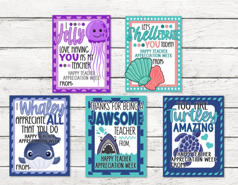 Cute Ocean Teacher Appreciation Gift Tags - Great Way to Celebrate Your ...