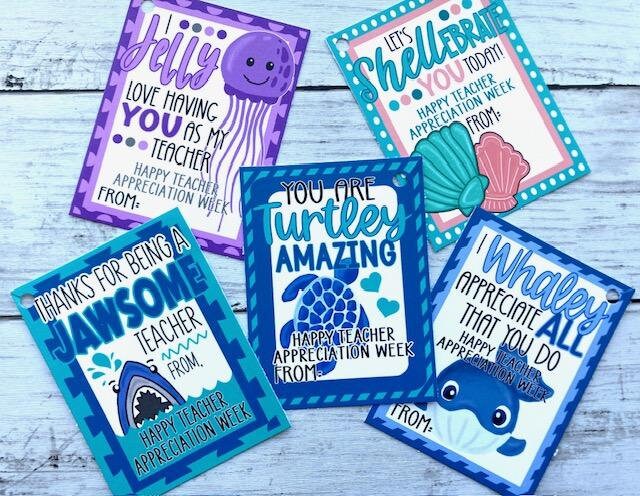 Cute Ocean Teacher Appreciation Gift Tags - Great Way to Celebrate Your ...