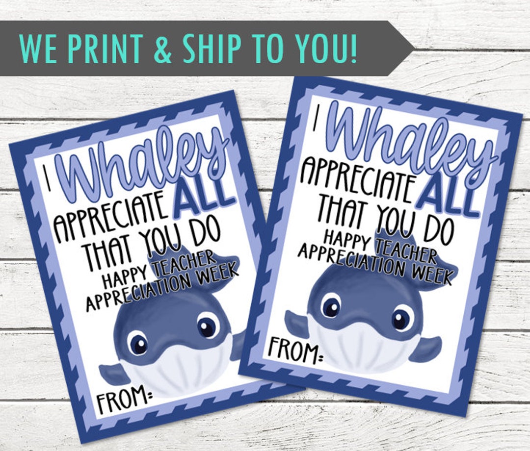 Cute Whale Teacher Appreciation Gift Tag Great Way to Celebrate All the ...