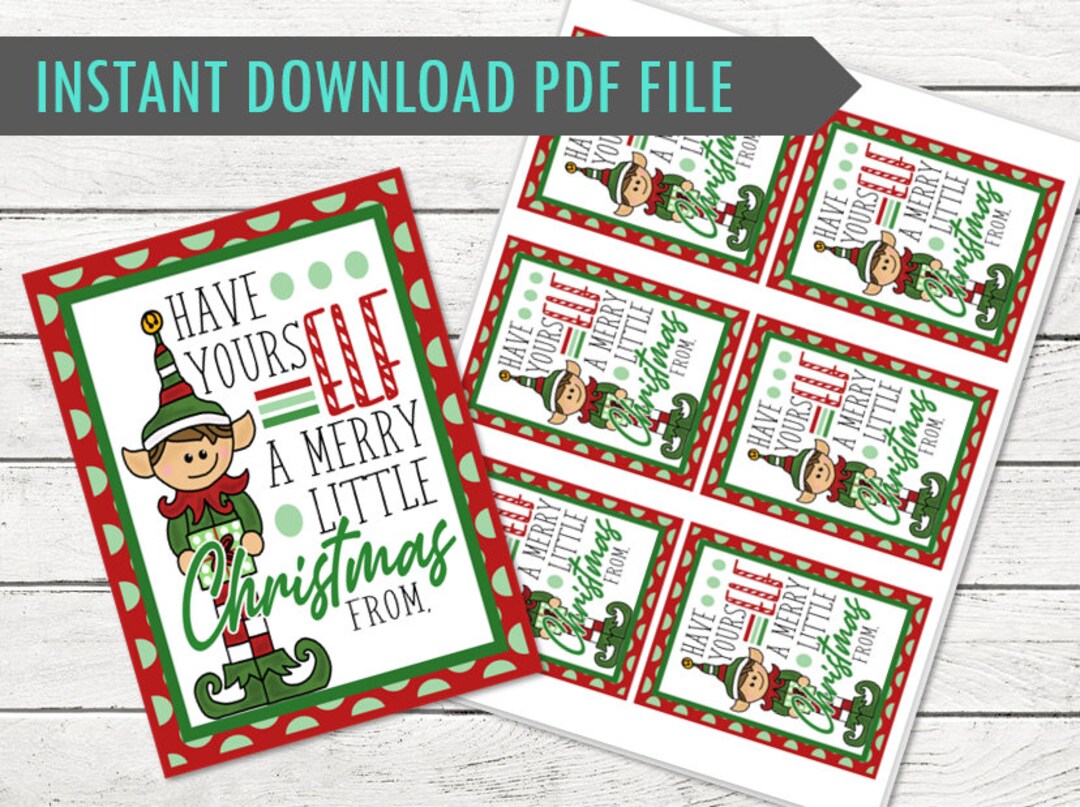Christmas Elf Gift Tag Merry Christmas Great for Gift Bags or for ...