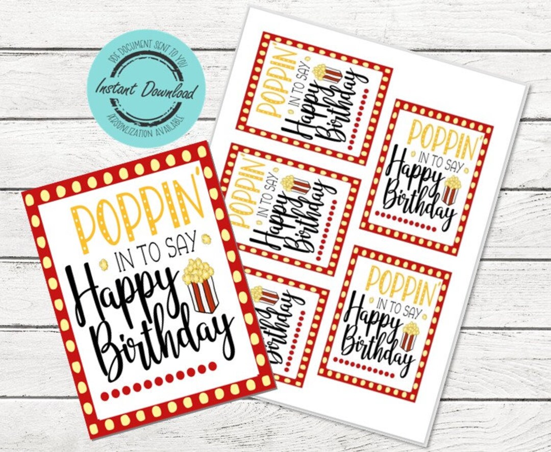Cute Popcorn Happy Birthday Tag - Back to School Popcorn Theme - Just ...