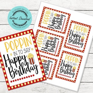 Cute Popcorn Happy Birthday Tag - Back to School Popcorn Theme - Just ...