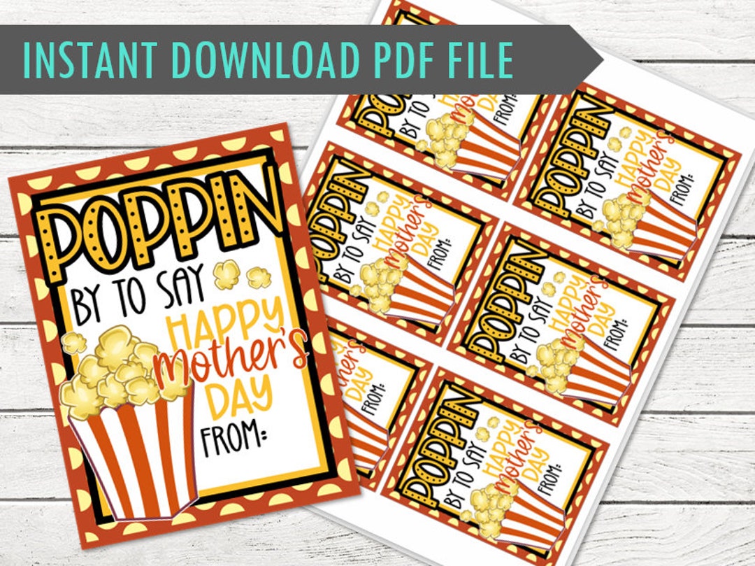 Cute Popcorn Mothers Day Gift Tag - Happy Mothers Day! - Great for Gift ...