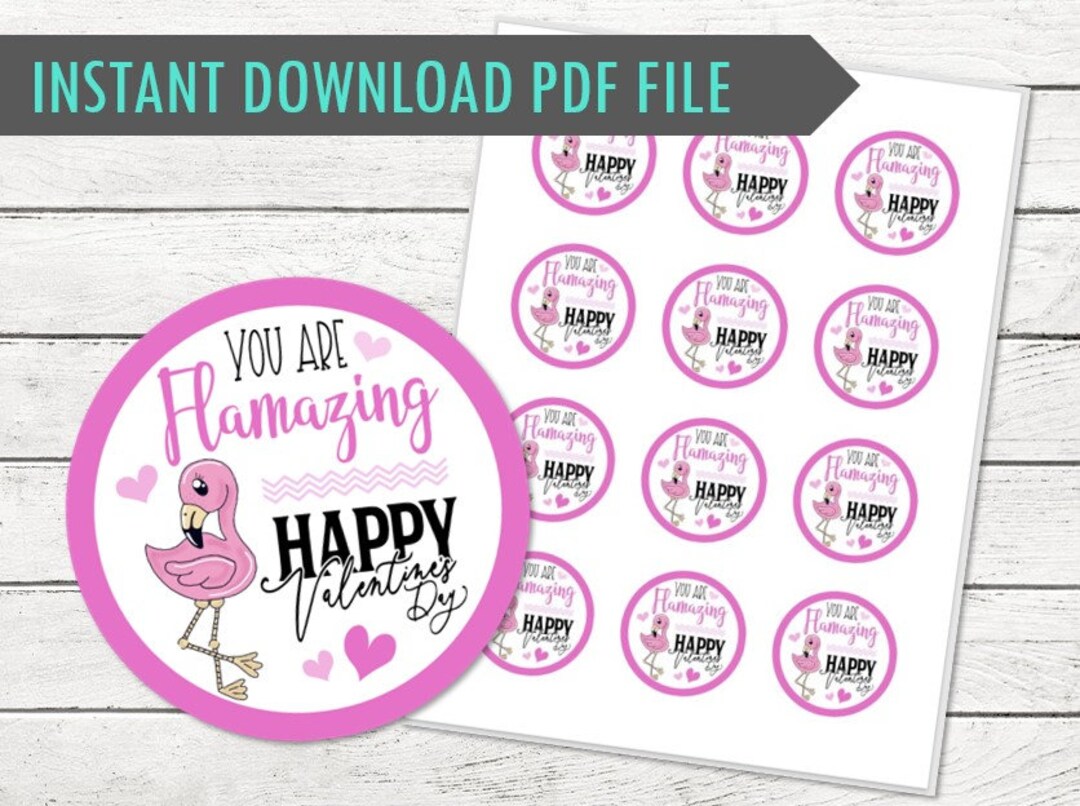 Cute Flamingo Valentines Day Sticker Sheet - Happy Valentines Day ...