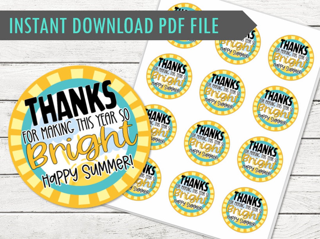 Cute Sunshine End of School Sticker Sheet Happy Summer Great for Goody ...