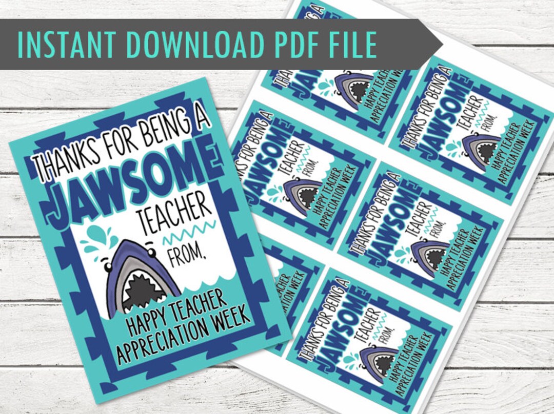 Cute Shark Teacher Appreciation Gift Tag - Great Way to Celebrate With ...