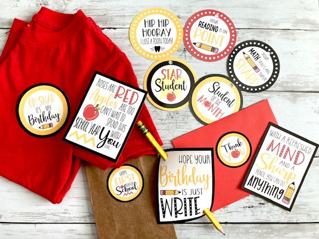 Cute Pencil Happy Birthday Tag - Back to School Pencil Theme - Birthday ...