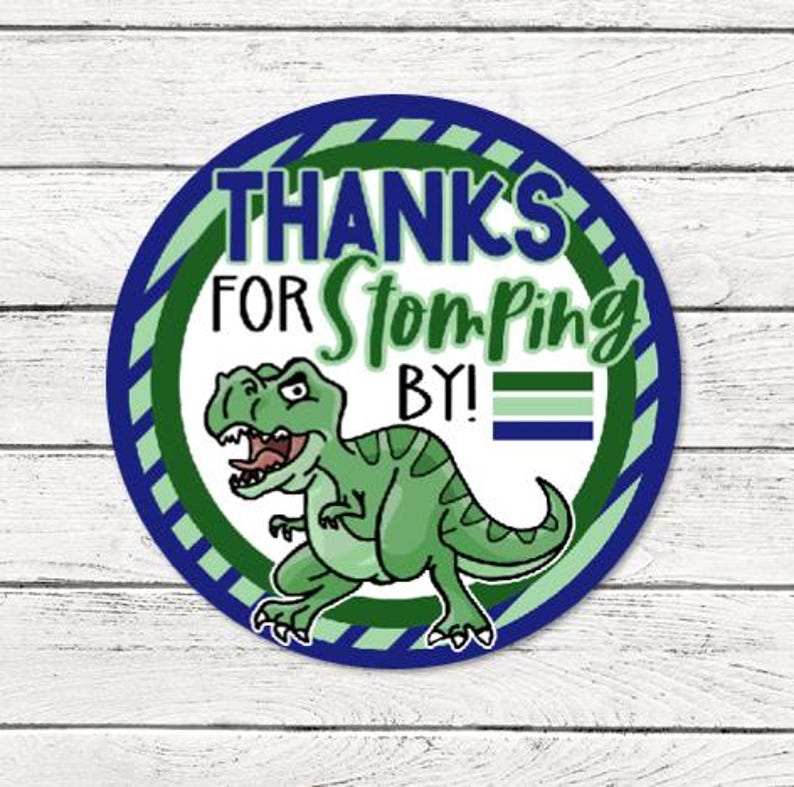 Dinosaur Thank You Stickers - PRINTED and SHIPPED - Birthday - Stomping ...