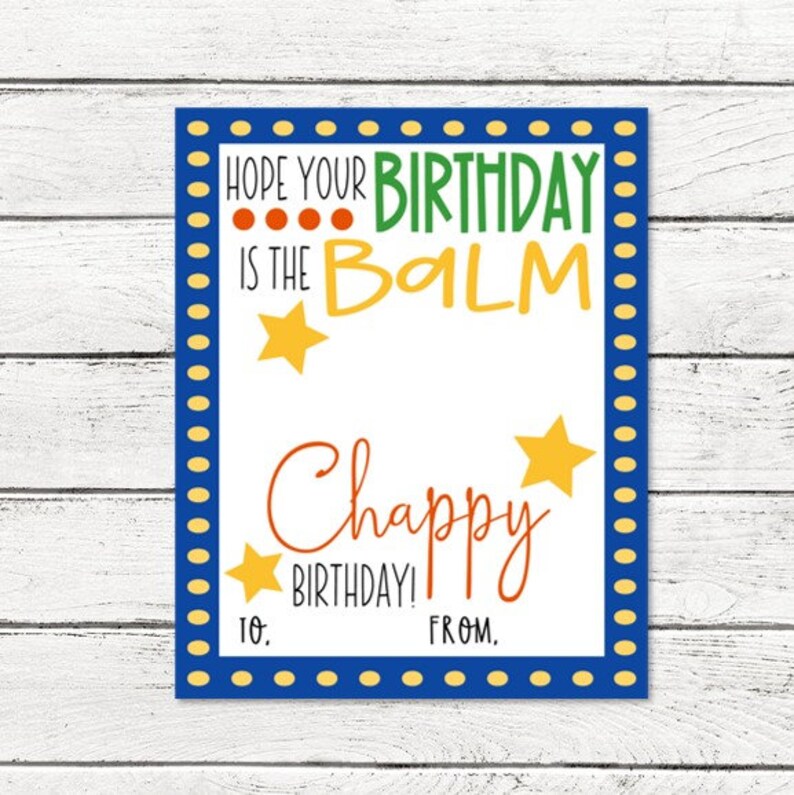 Cute Chappy Birthday Gift Tag Happy Birthday Great for Handing Out With ...