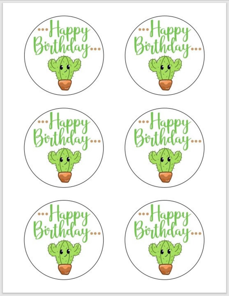 Cute Cactus Happy Birthday Stickers Back to School Cactus - Etsy