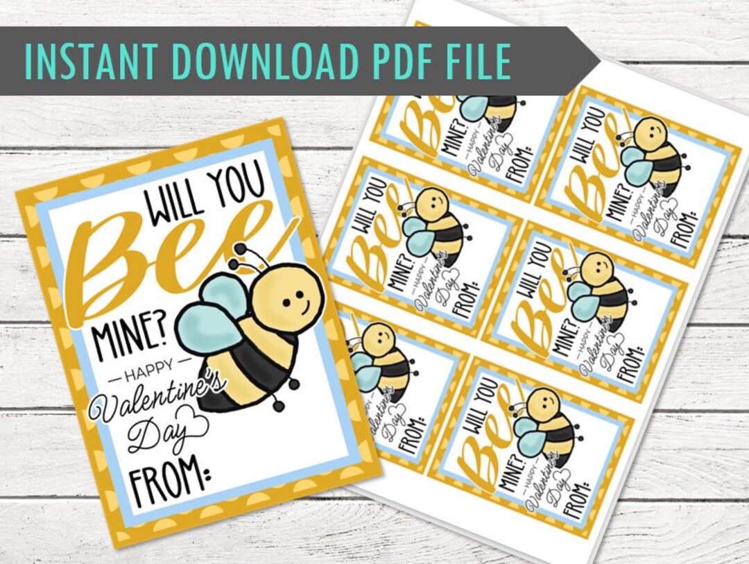 Cute Bee Valentines Day Gift Tag Happy Valentines Day Great for Gift ...