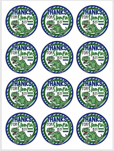 Dinosaur Thank You Stickers - PRINTED and SHIPPED - Birthday - Stomping ...