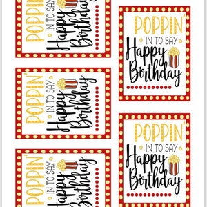 Cute Popcorn Happy Birthday Tag - Back to School Popcorn Theme - Just ...