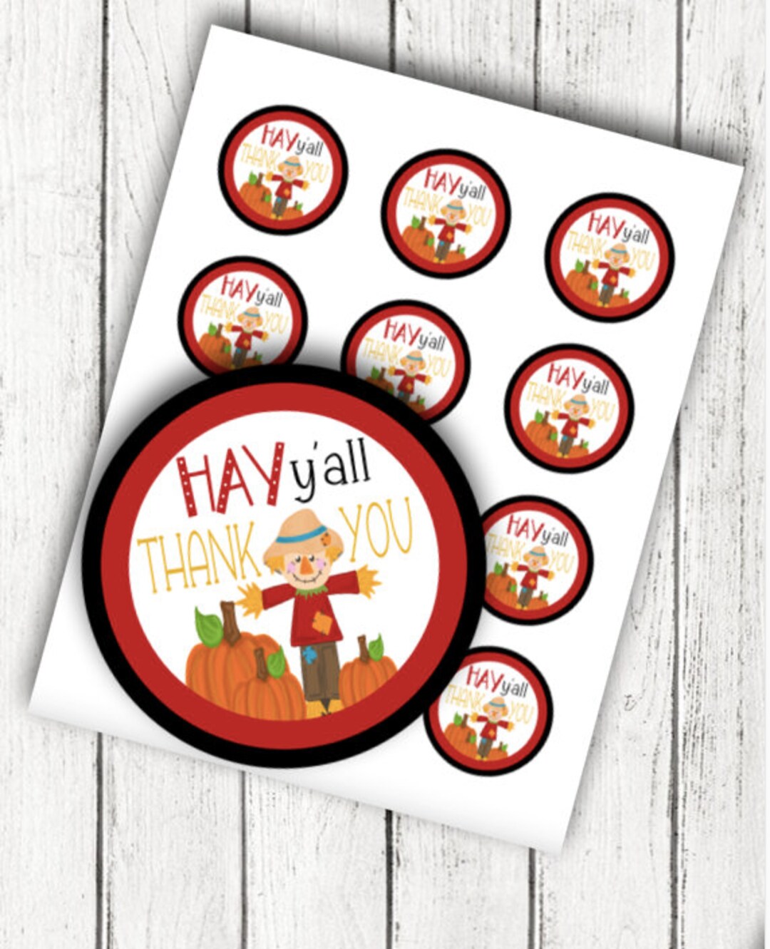 Cute Scarecrow Thank You Stickers Happy Fall Ya'll Great for Envelopes ...
