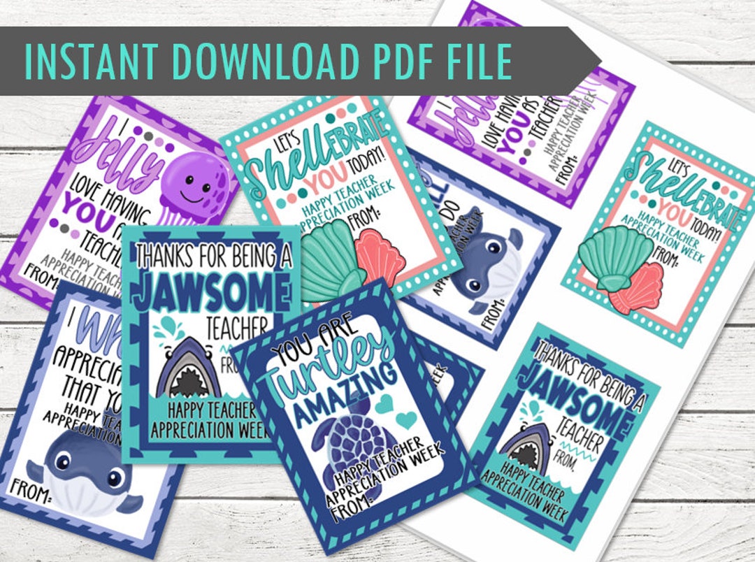 Cute Ocean Teacher Appreciation Gift Tags - Great Way to Celebrate Your ...