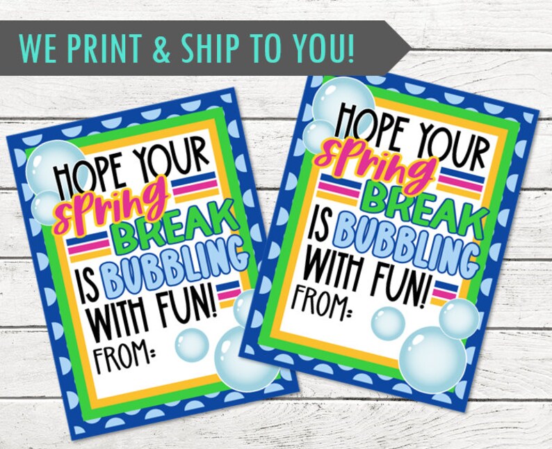 Cute Bubbles Spring Break Gift Tag - Happy Spring Break! - Great for ...