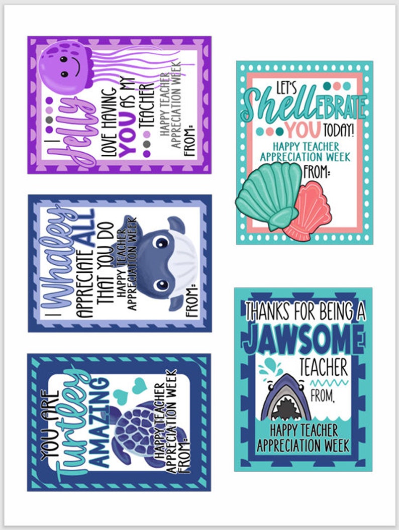 Cute Ocean Teacher Appreciation Gift Tags - Great Way to Celebrate Your ...