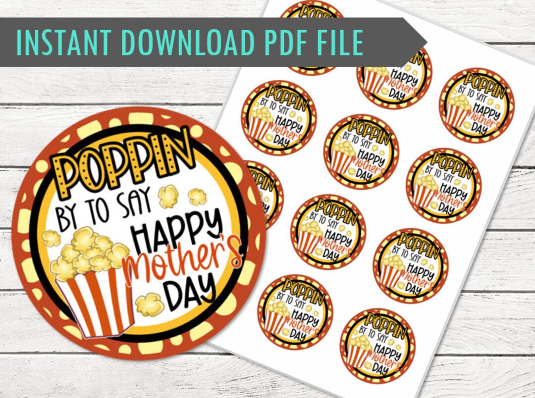 Cute Popcorn Mothers Day Sticker Sheet - Happy Mothers Day! - Great for ...