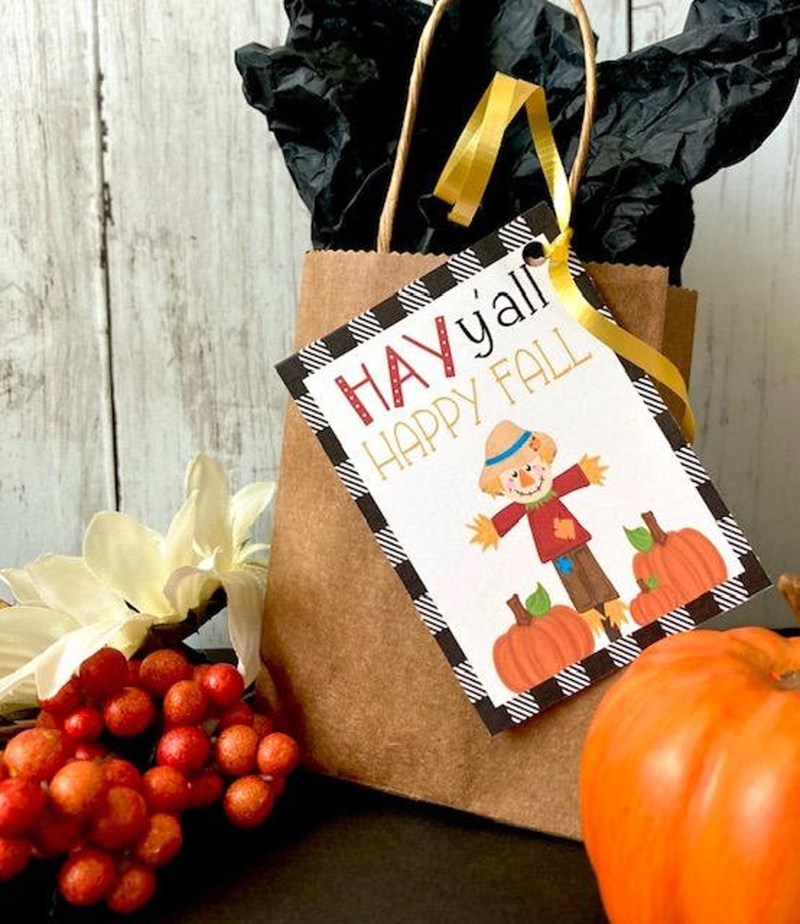 Cute Fall Scarecrow Gift Tag Happy Fall Ya'll Great - Etsy