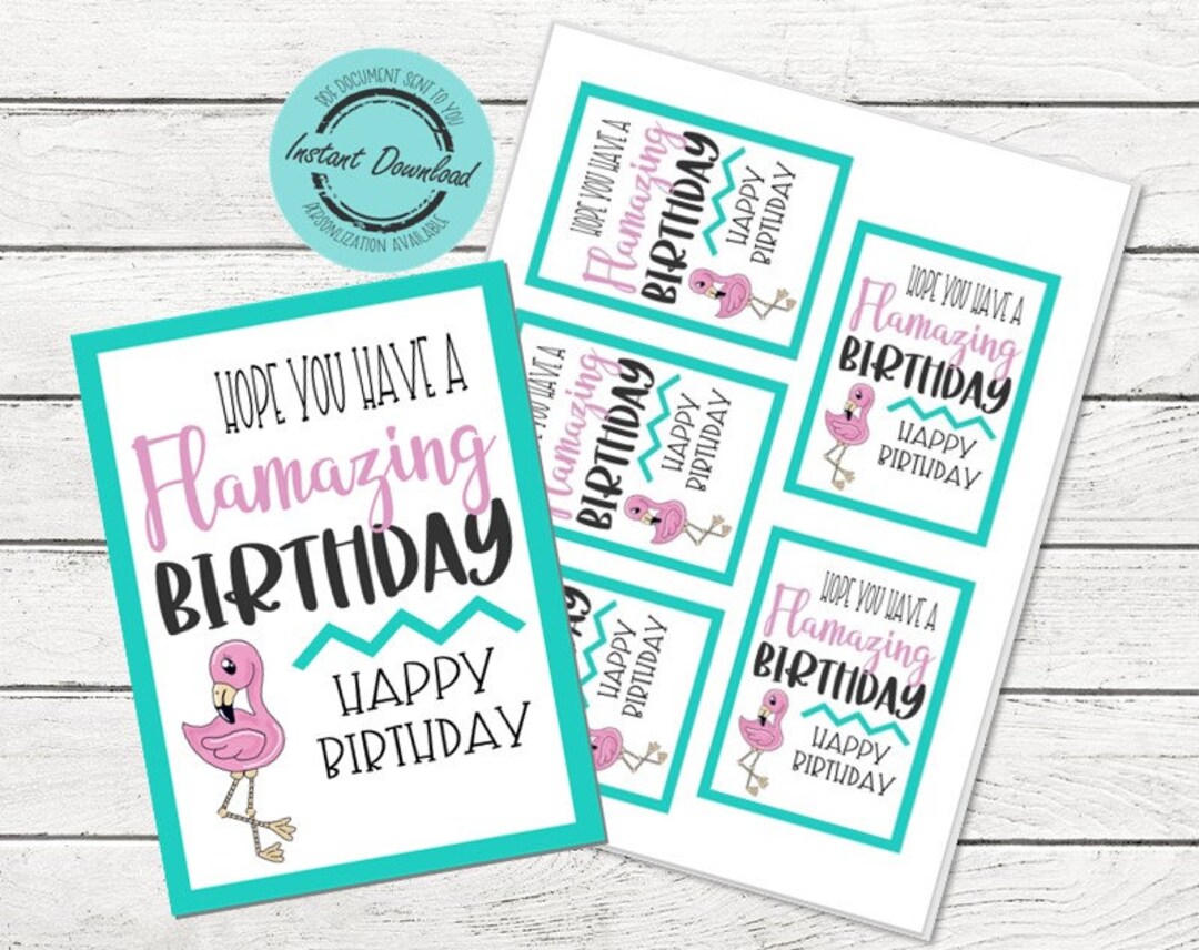 Cute Flamingo Happy Birthday Tag - Back to School Flamingo Theme ...