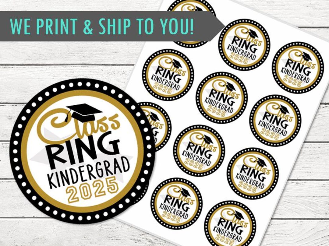 Cute Kindergarten Ring Grad Sticker Sheet - Happy Graduation! - Great ...