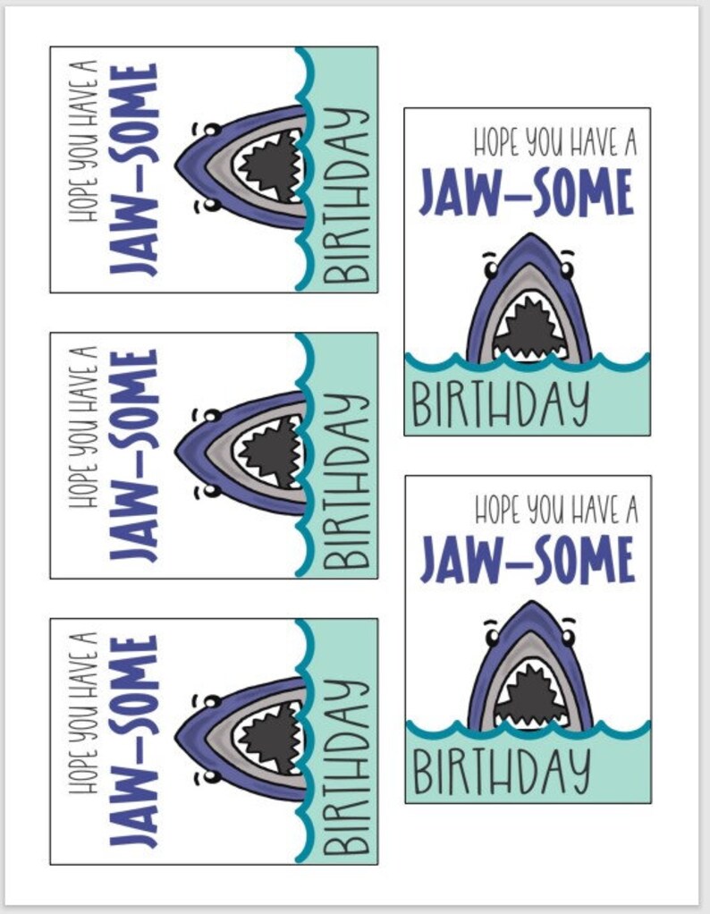 Cute Shark Happy Birthday Tag Back to School Shark Theme - Etsy