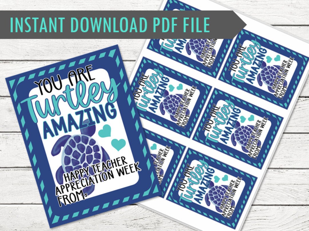 Cute Turtle Teacher Appreciation Gift Tag - Great Way to Celebrate All ...
