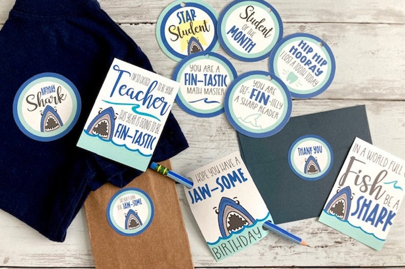 Cute Shark Happy Birthday Tag - Back to School Shark Theme - Have a ...