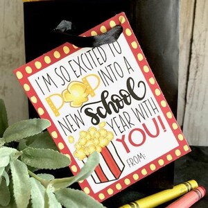 Cute Popcorn Teachers Welcome Tag - Back to School Popcorn Theme - Fun ...
